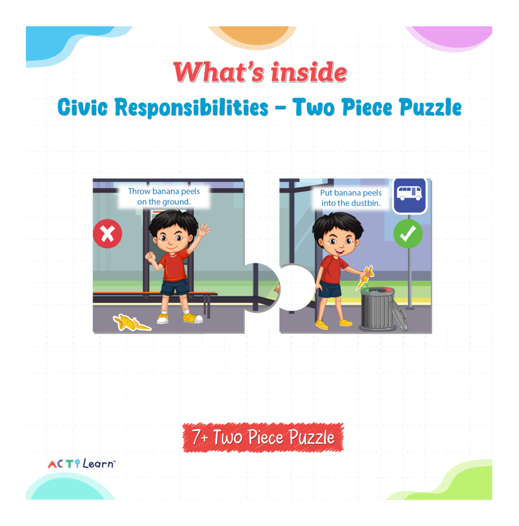 Civic Responsibilities and Good Habits Puzzle and Flashcard Set