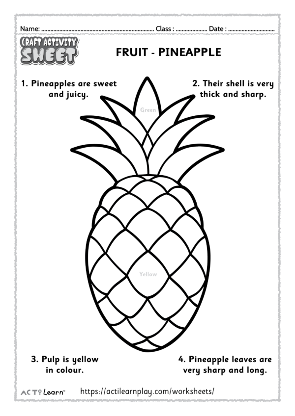 Free Printable Coloring Pages for Kids | Pineapple