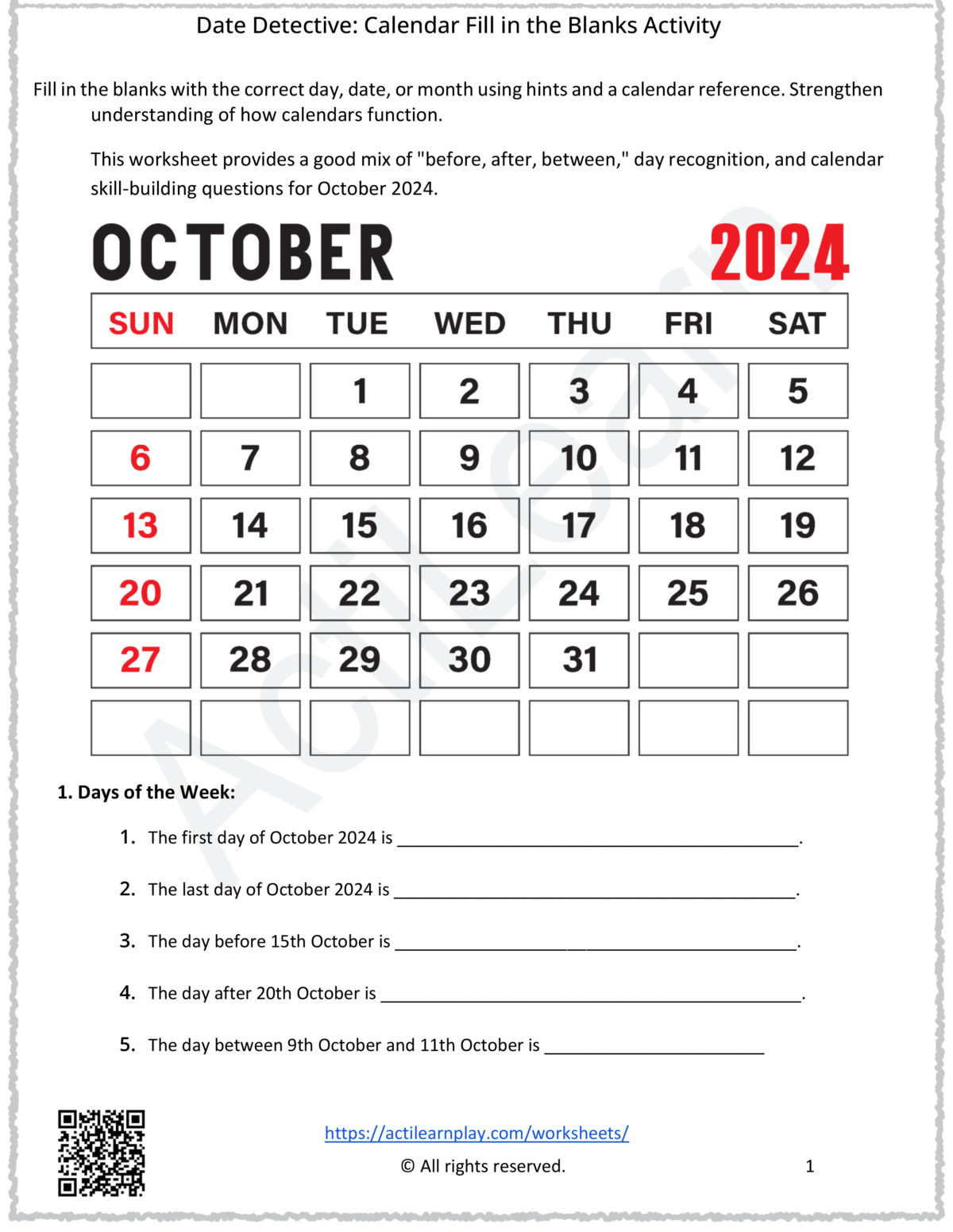 Math Calendar Month Quiz | Fun Date Detective Worksheet