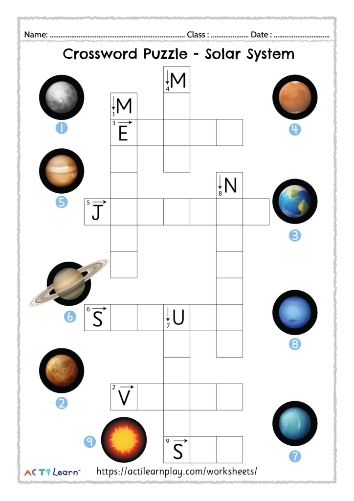 Solar System Crossword Wordmint Solar System Crossword Puzzle