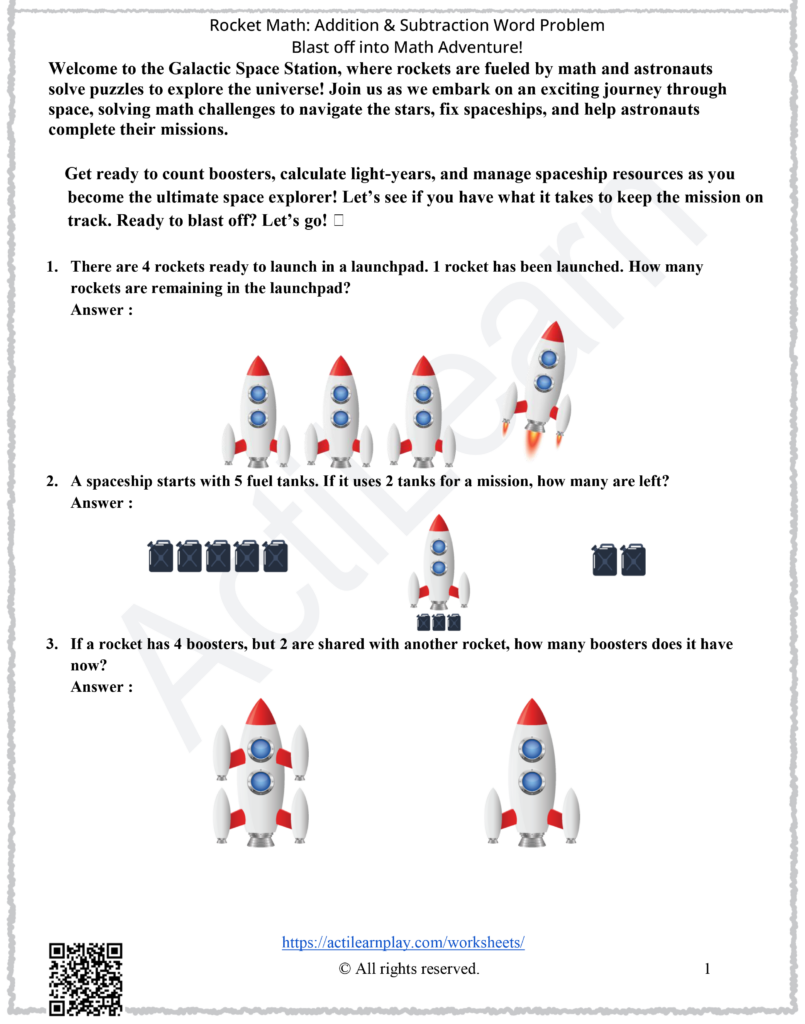 Rocket Math: Addition & Subtraction Word Problems for Kids